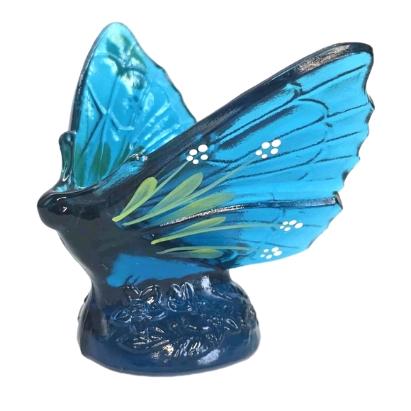 Fenton | Accents | Fenton Art Glass 5296 Turquoise Butterfly Hand ...